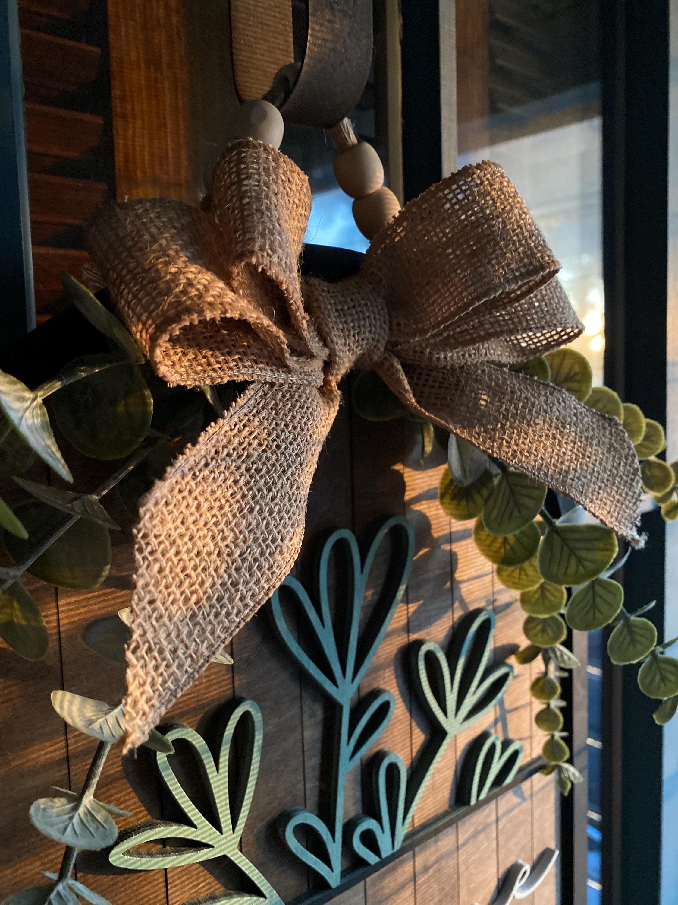 Rustic Farmhouse Welcome Door Sign, Handcrafted Wood & Eucalyptus ...