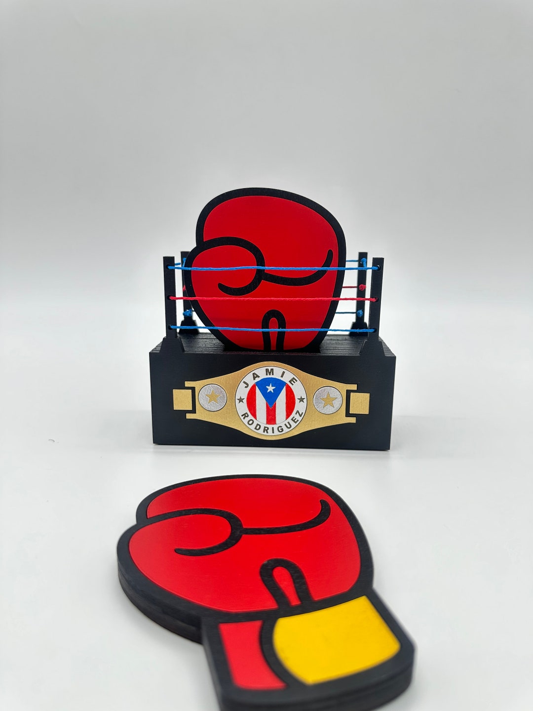 Boxing 4 Piece Wooden Laser Cut Drink Coaster Set With Boxing Ring ...