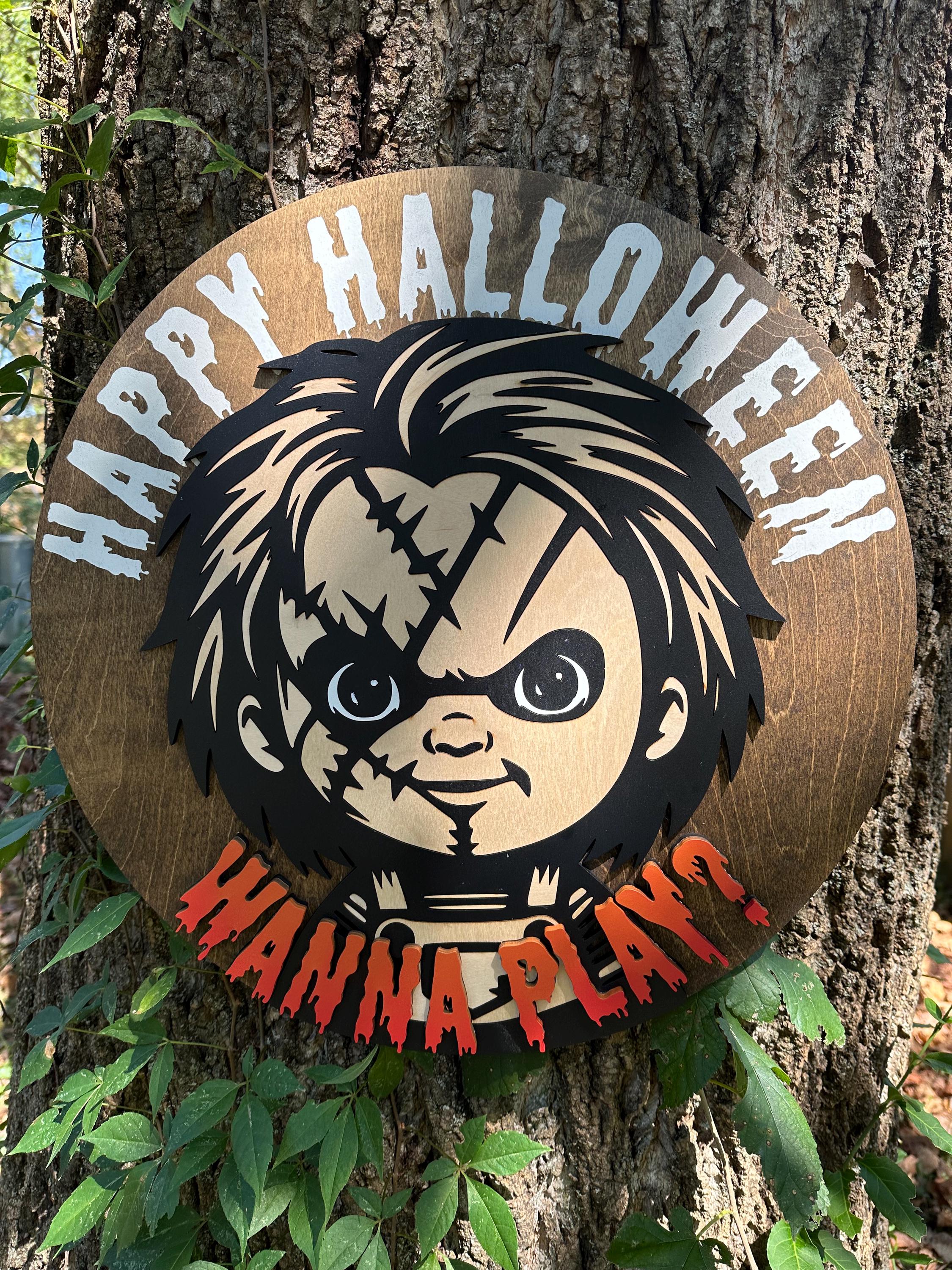 Halloween Horror Movie Characters Door Hangers, Chucky, Michael Myers ...