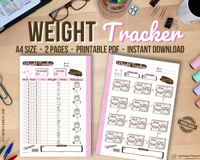 A4 Size weight Tracker Printable Weight Loss Tracker | Etsy