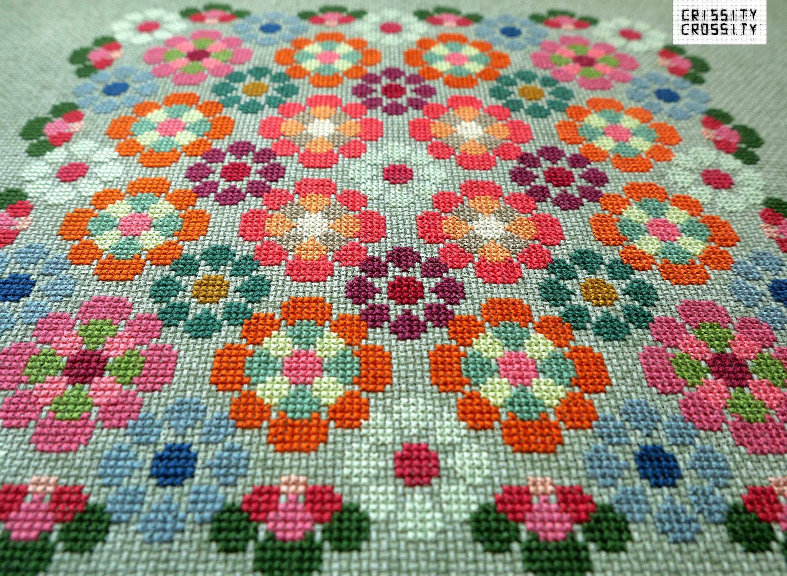 Geometric Cross Stitch Flower Modern Cross Stitch Tile Rainbow Groovy ...