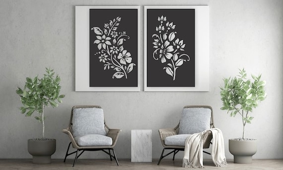 Flower Panel Laser Cut Files SVG DXF Home Wall Art Decor Cdr | Etsy