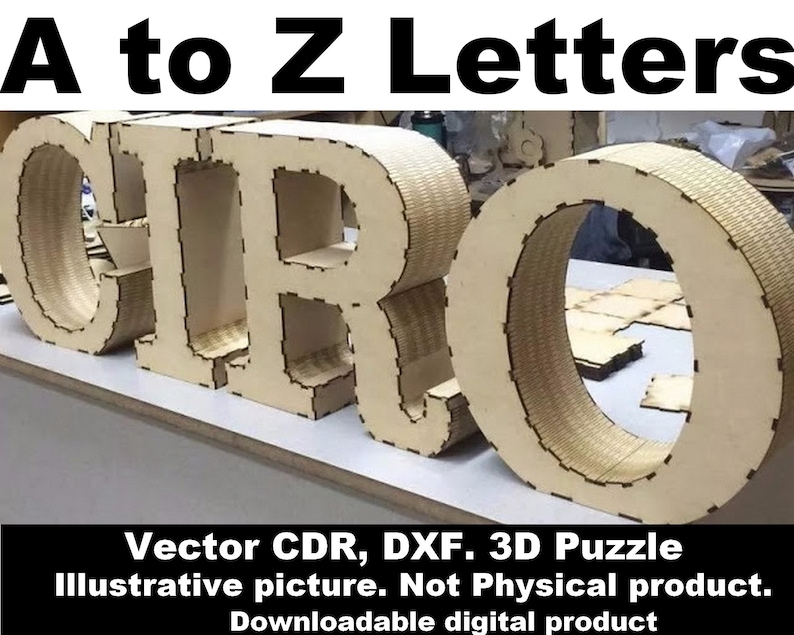 3D Alphabet Letters From A to Z and &, Laser Cut, CDR Files, Vector, 3D ...