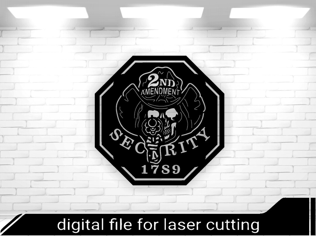 2nd Amendment Skull Laser Cut Files SVG DXF, Home Wall Art Decor, Cdr ...