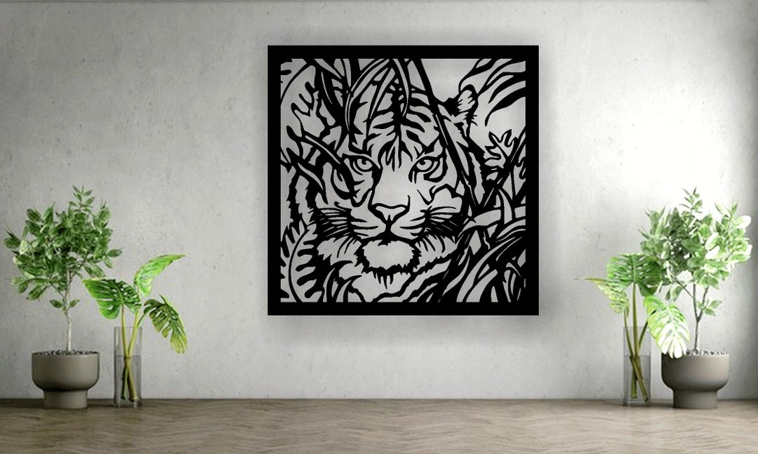 Tiger Laser Cut Files SVG DXF, Home Wall Art Decor, Cdr Vector, Art ...