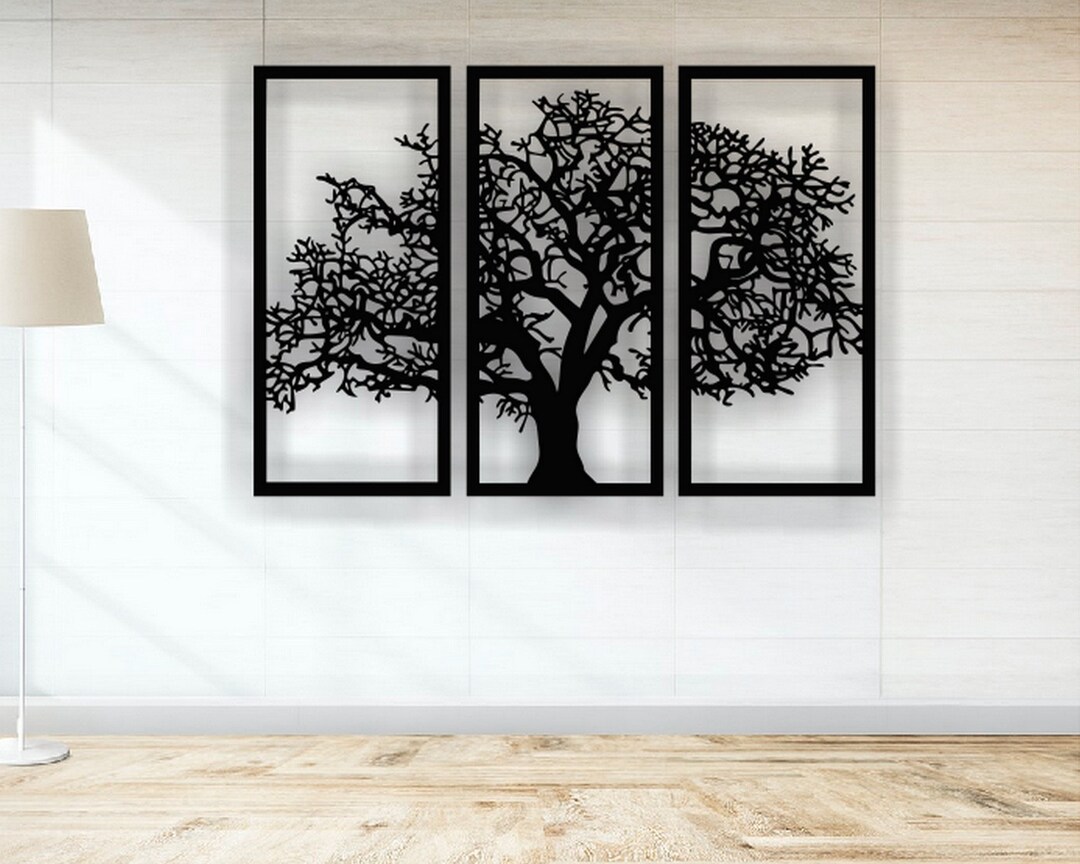 Tree Wall Panel Cut Files, Panel Vector Laser Cut Files SVG DXF, Home ...