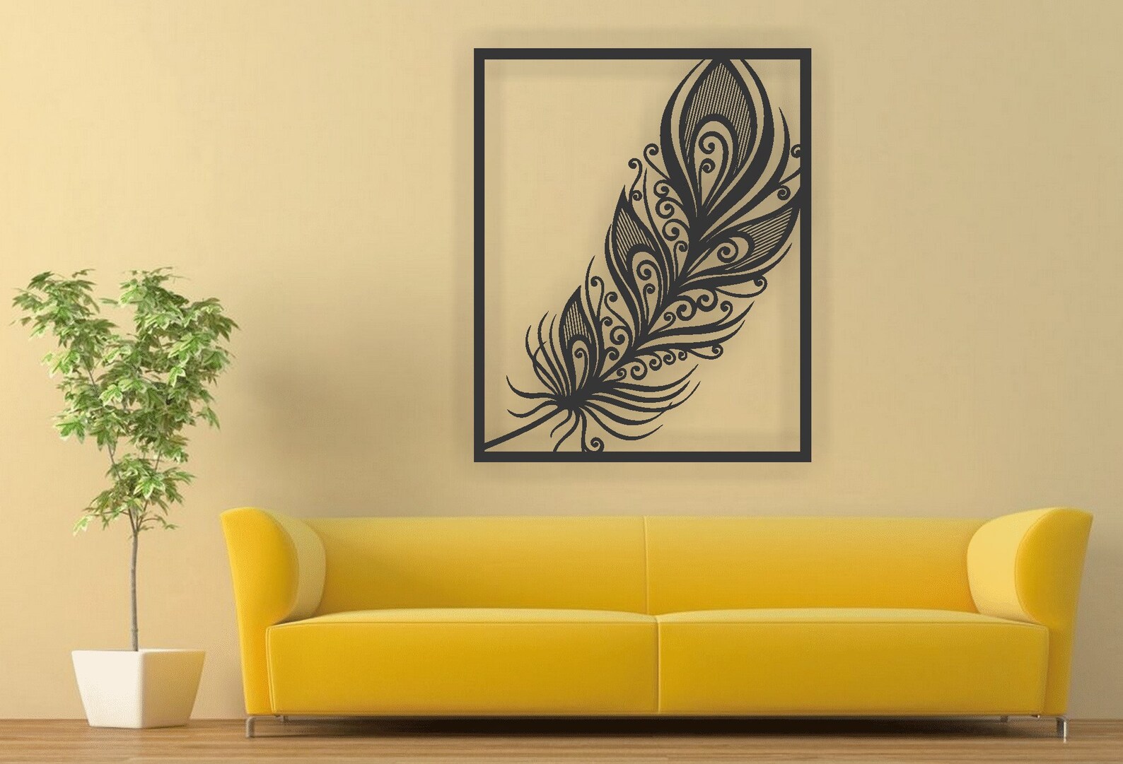 Feather Painel Vector Laser Cut Files SVG DXF, Home Wall Art Decor, Cdr ...