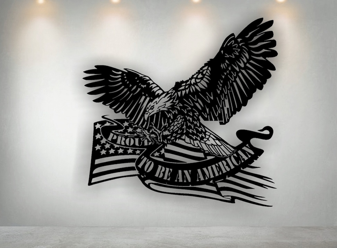 USA Flag Eagle panel vector Laser cut files SVG DXF home wall | Etsy