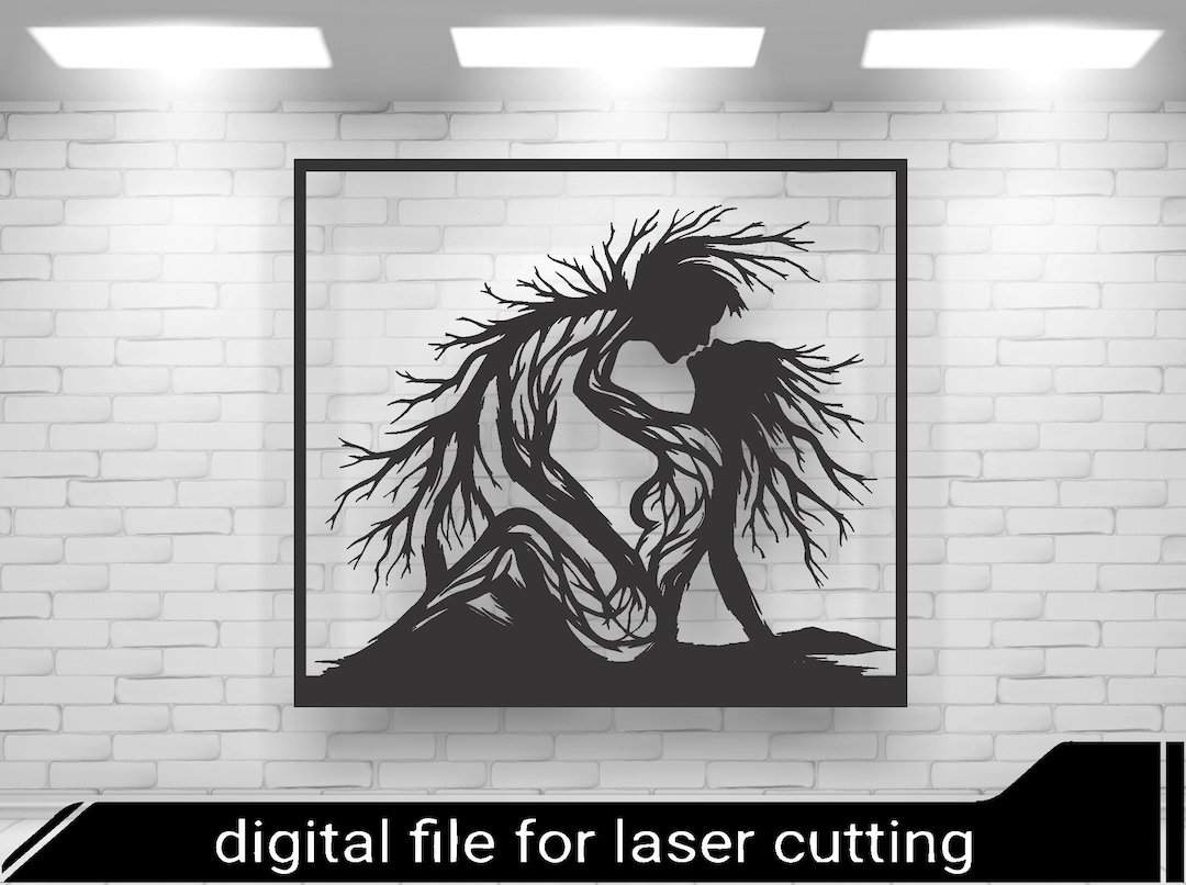 Lovers Couple Kiss Tree Branches Wall Art Svg,dxf, Png Cdr Files.plasma ...