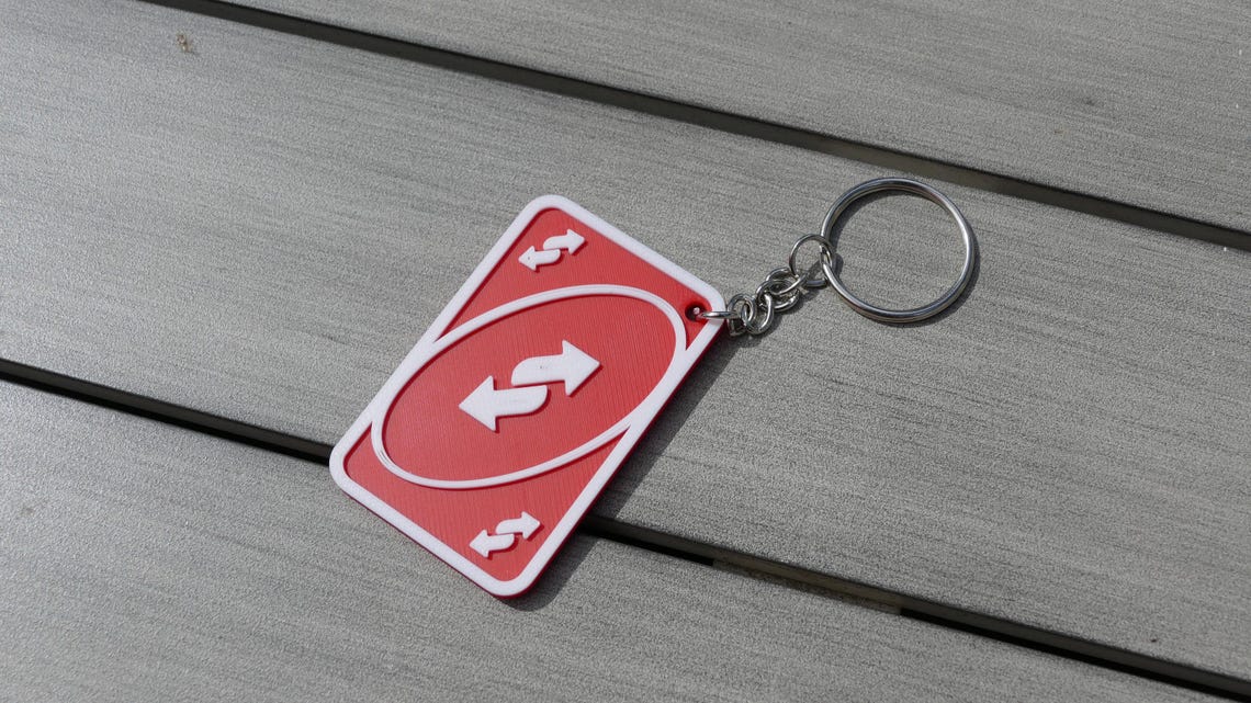 UNO Reverse Card Keyring / Bag Charm - 3D Printed - Etsy UK