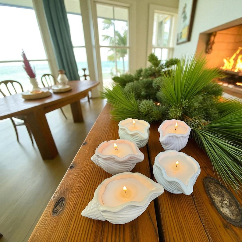 Seashell Candle, Coastal Decor, Beach Cottage Votive Candle, Coastal ...