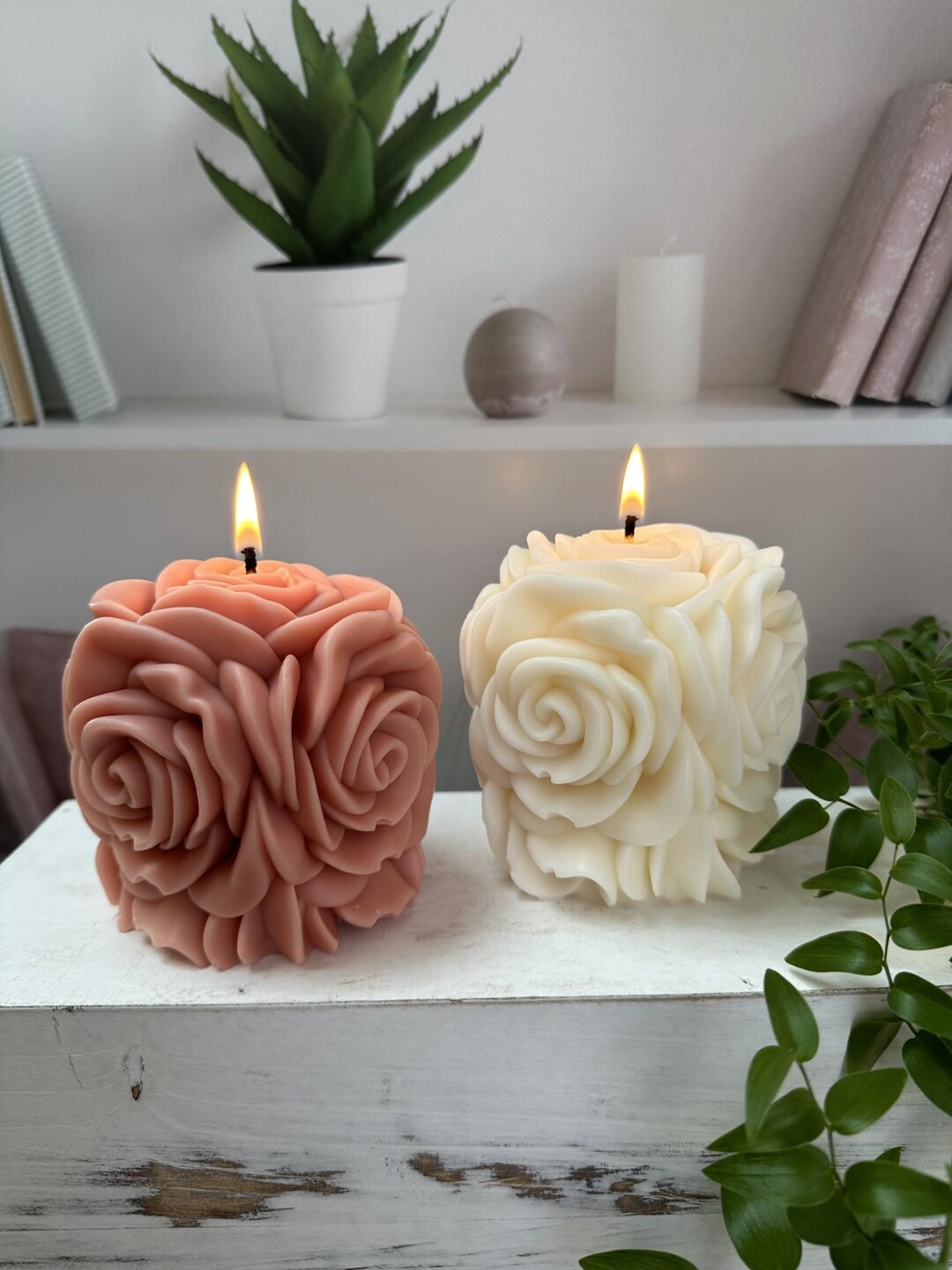Decorative Pillar Candle, Extra Large Floral Pillar Candle, Romantic ...