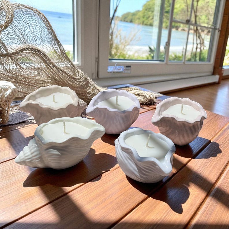 Seashell Candle, Coastal Decor, Beach Cottage Votive Candle, Coastal ...