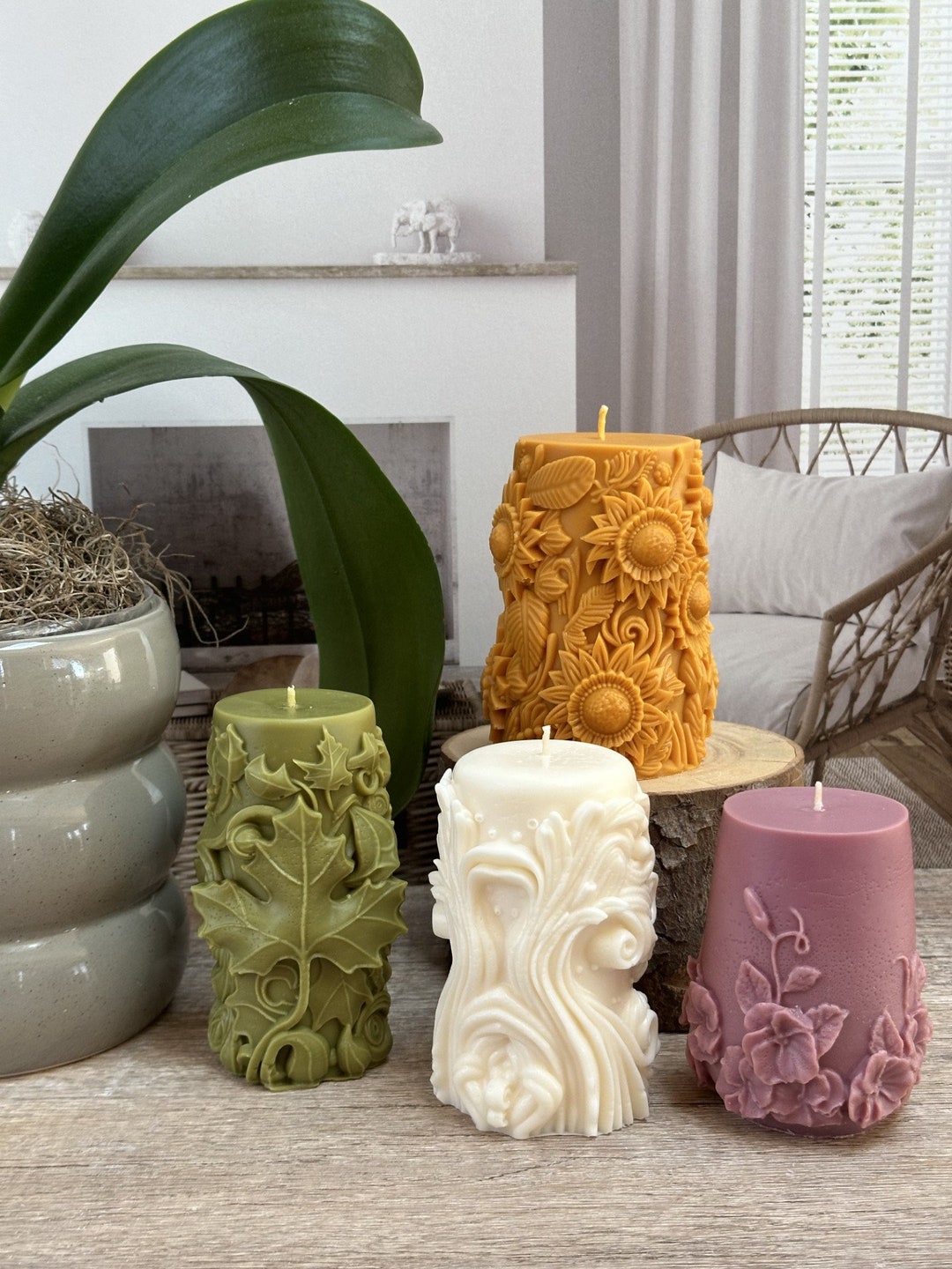 Aesthetic Fall Candle, Decorative Fall Pillar Candle, Fall Candle Home ...