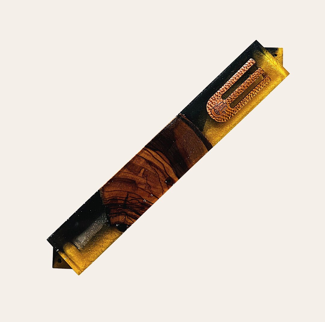 Mezuzah With Olive Wood From Israel - Mezuzah Case Made With Epoxy and ...