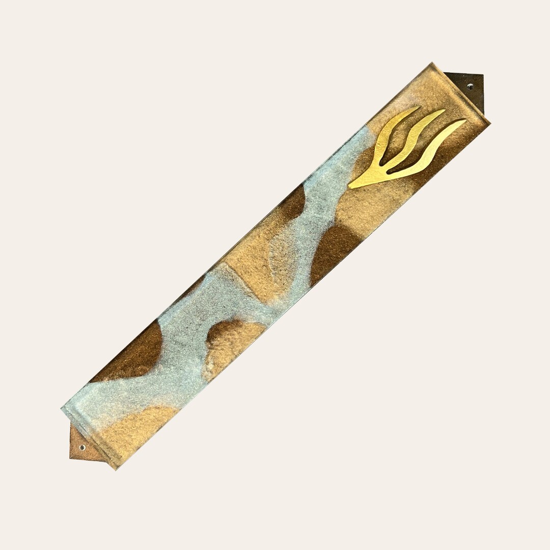 Earth Tones Epoxy Resin Mezuzah Case With Silver & Brown and Curved ...