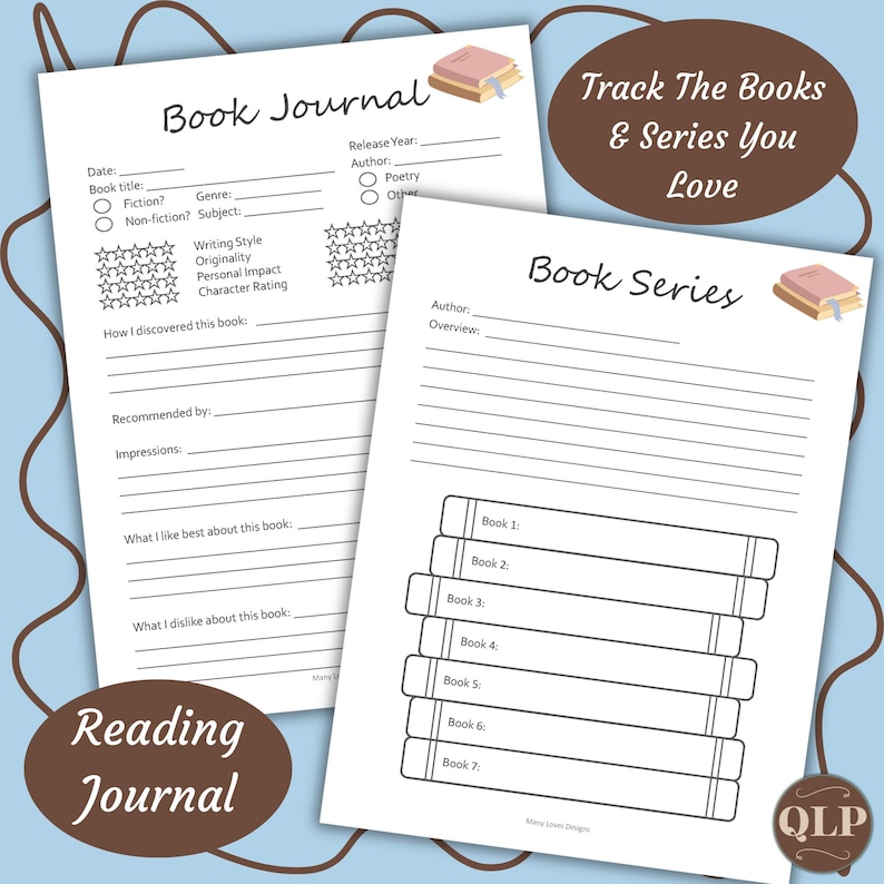 Reading Journal Book Tracker Book Log Printable Book Journal Book ...