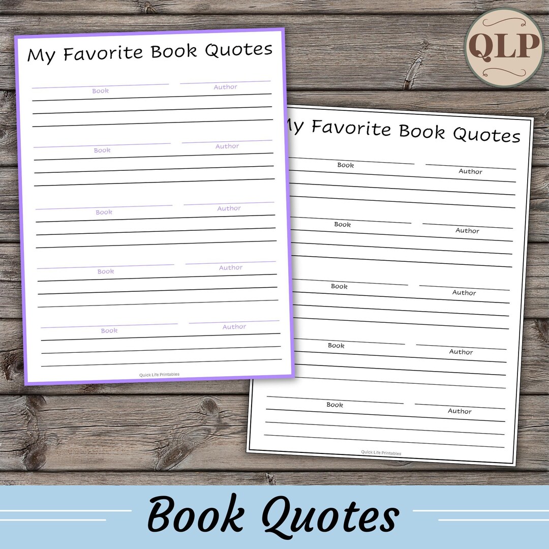 Favorite Book Quotes Printable: Reading Journal (PDF) - Etsy