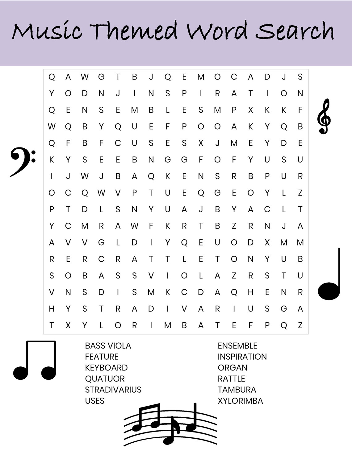 Musical Word Search Puzzles digital File - Etsy