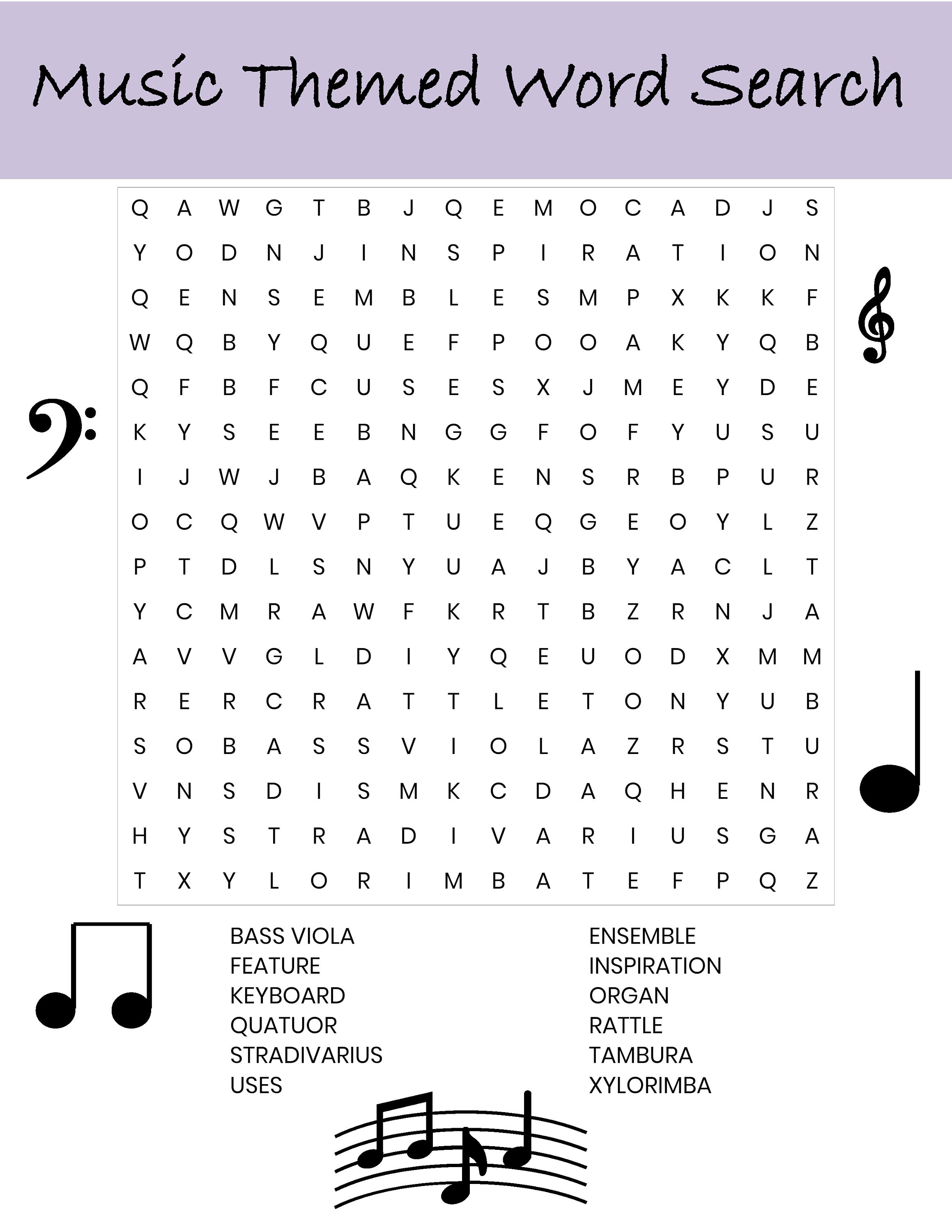 Musical Word Search Puzzles digital File - Etsy