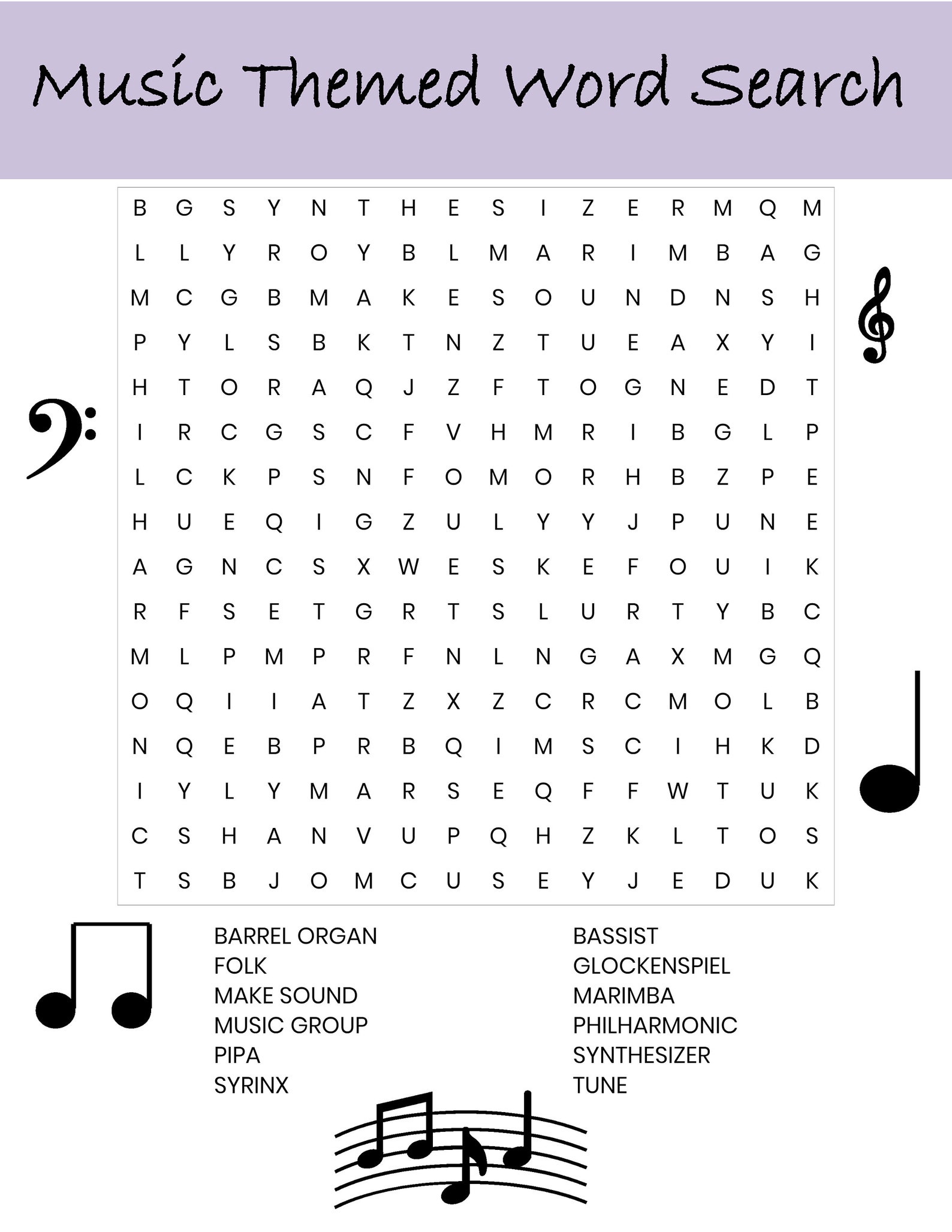 Musical Word Search Puzzles digital File - Etsy