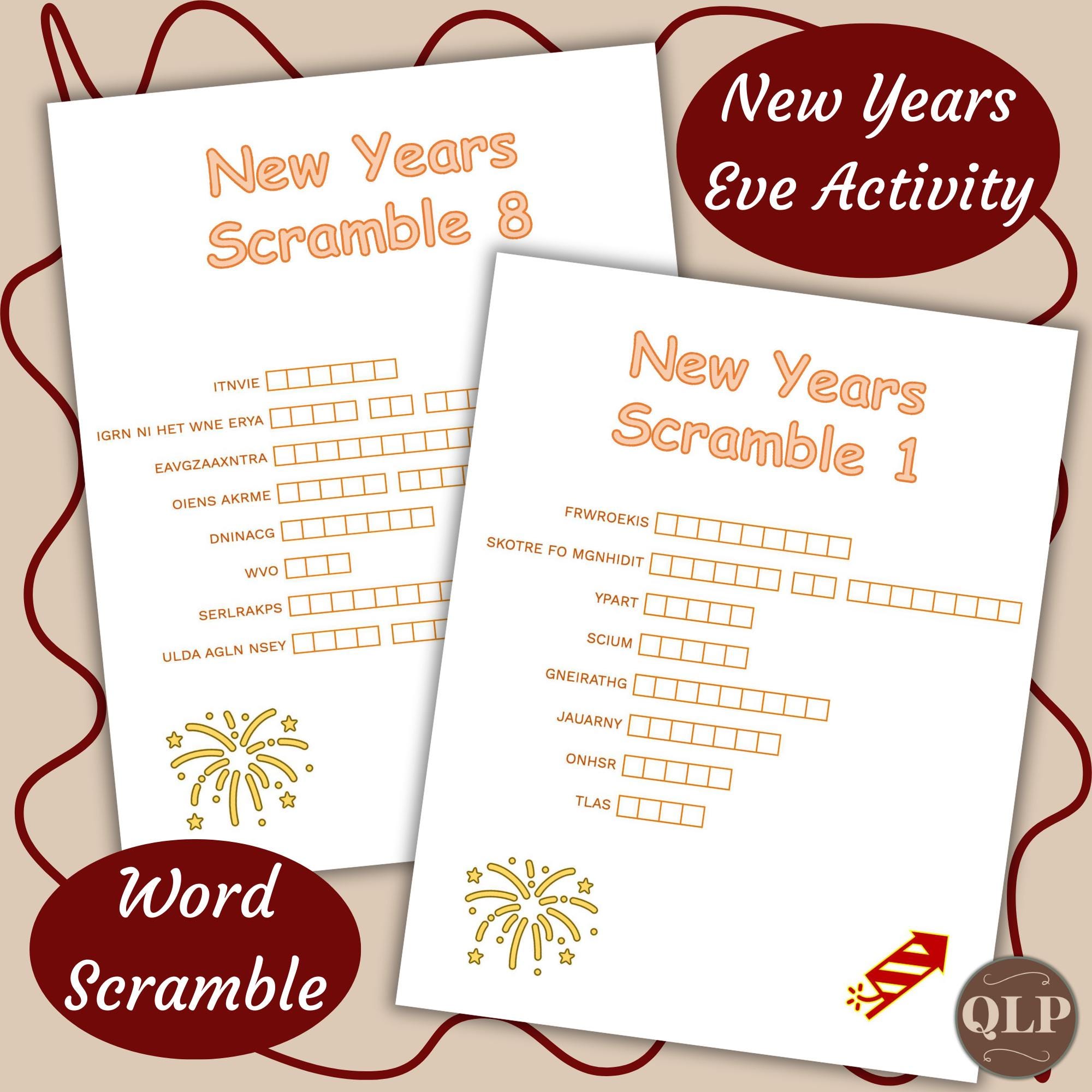New Years Eve Word Scrambles New Years Eve Activity for Kids Printable ...