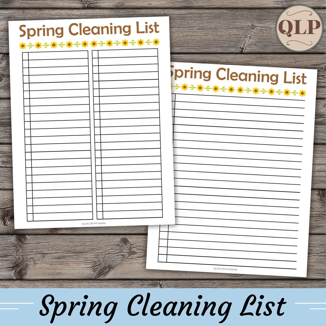 Spring Cleaning List Printable Template, Cleaning Checklist, Cleaning ...