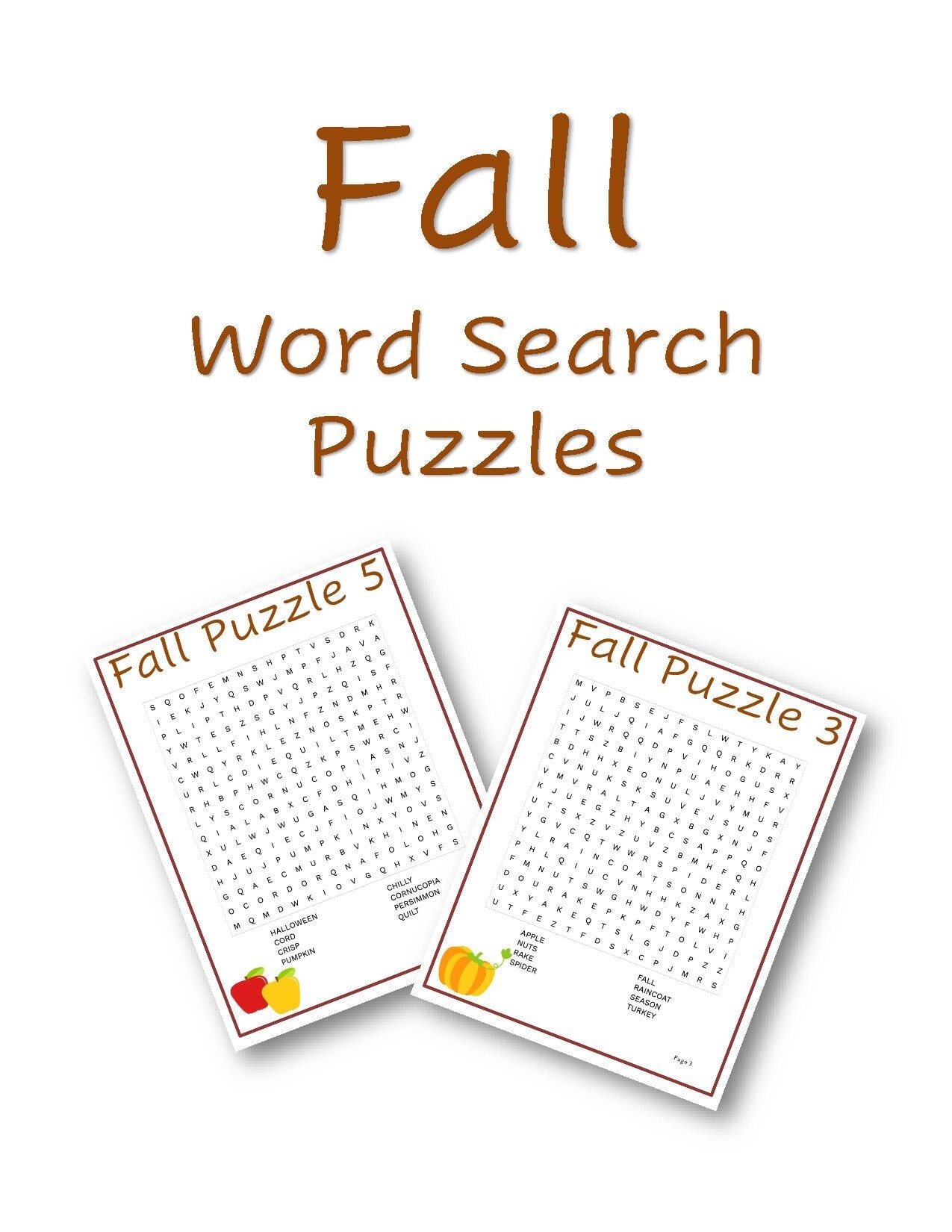 Fall Word Search Puzzles - Etsy