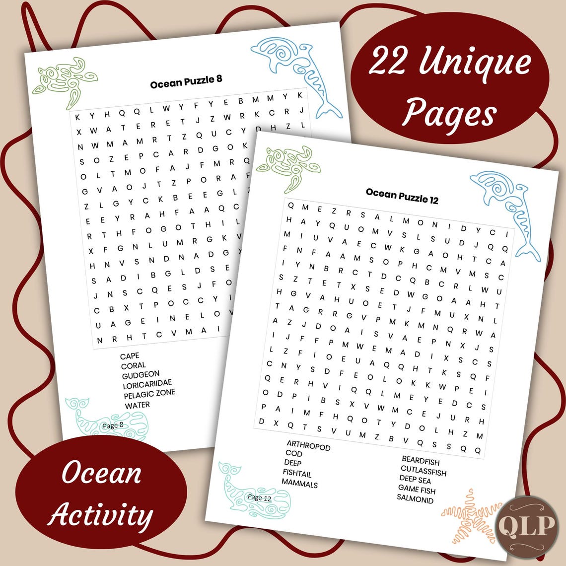 Ocean Themed Word Search Puzzles Ocean Activity for Kids Printable ...