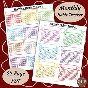 Monthly Habit Tracker Bundle, Printable Habit Tracker Set, Motivational ...