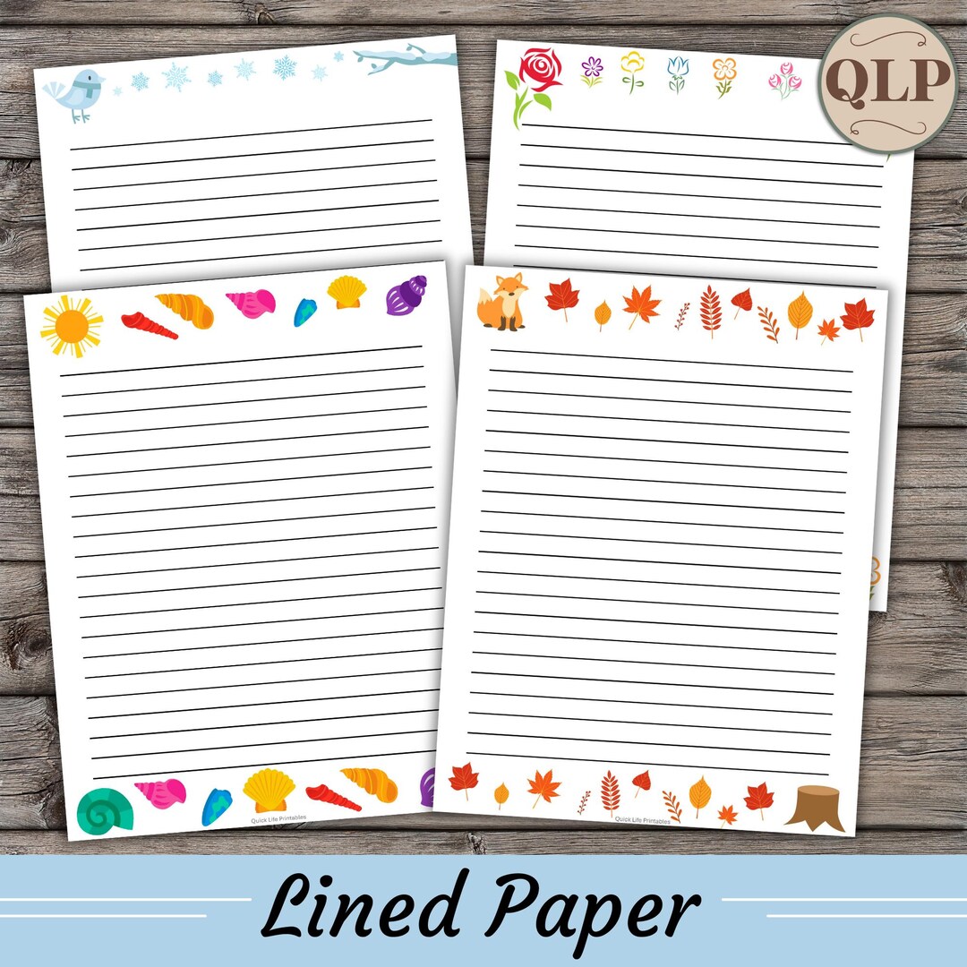Seasonal Lined Paper Printable, Journaling Pages, Fun Seasons List ...