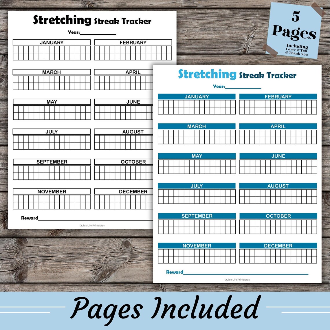 Stretching Streak Tracker: Wellness Challenge Printable (PDF) - Etsy