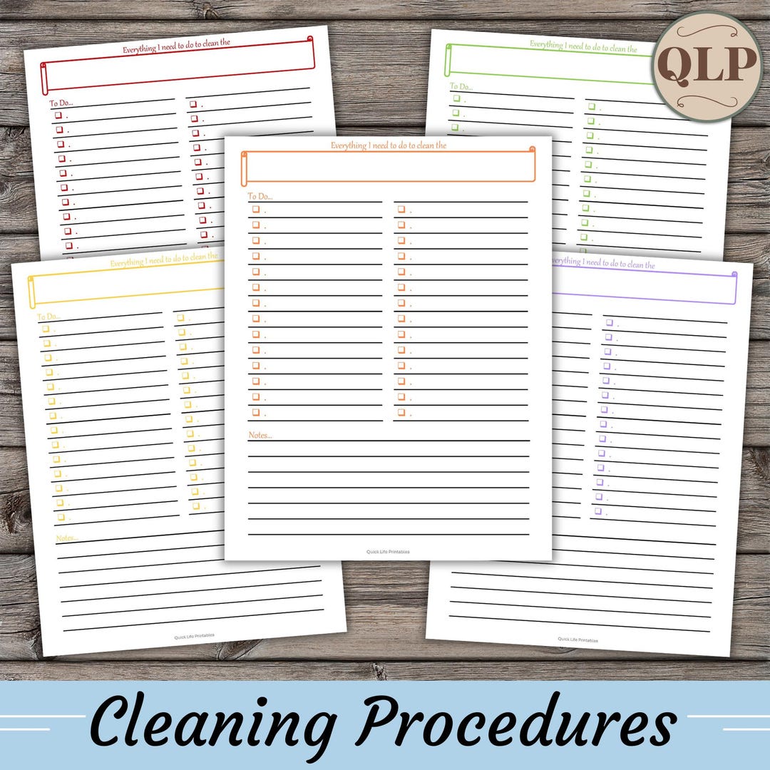 Cleaning Procedures Printable Pack, Master Cleaning Process, Home ...