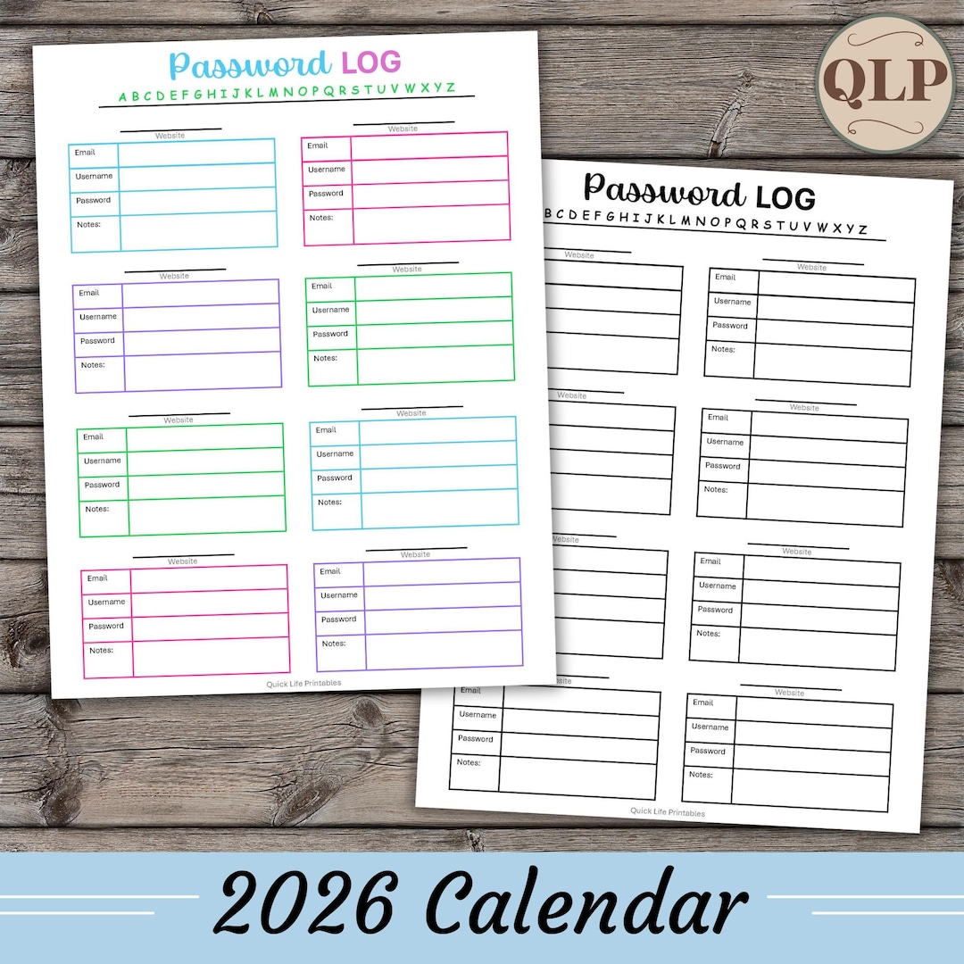 Password Log Printable, Password Tracker, Password Manager, Printable ...