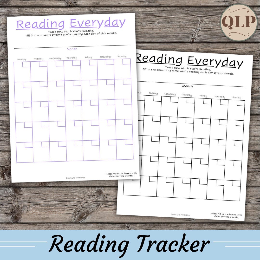 Monthly Reading Tracker Printable: Daily Reading Log (PDF) - Etsy