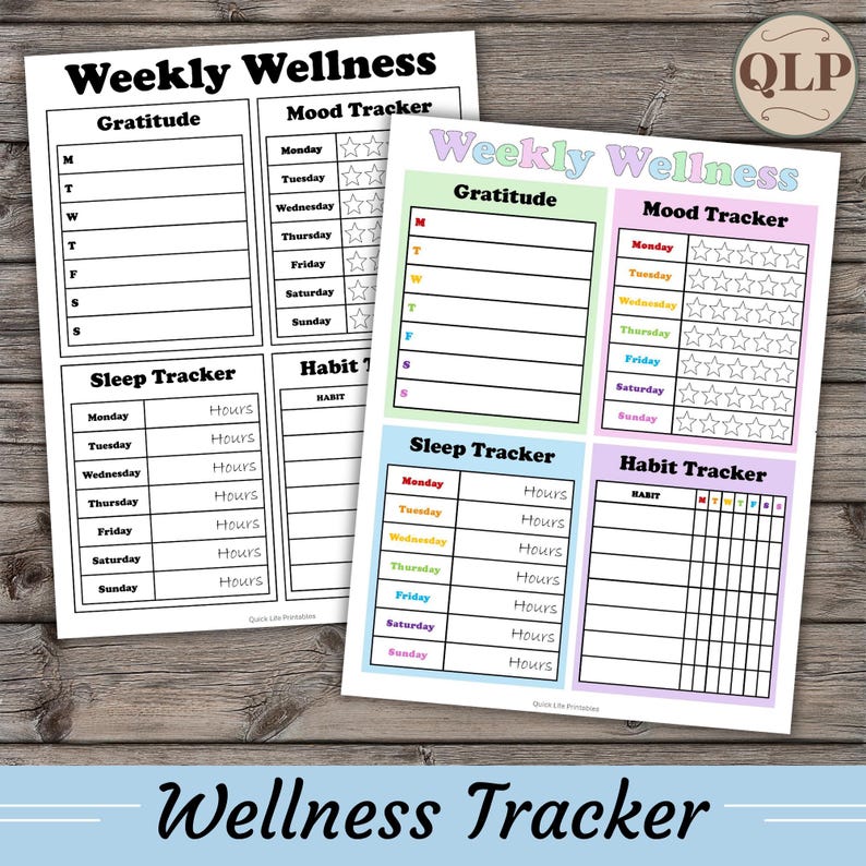 Weekly Wellness Tracker Printable: Gratitude, Mood, Sleep & Habit Log ...