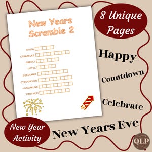 New Years Eve Word Scrambles New Years Eve Activity for Kids Printable ...