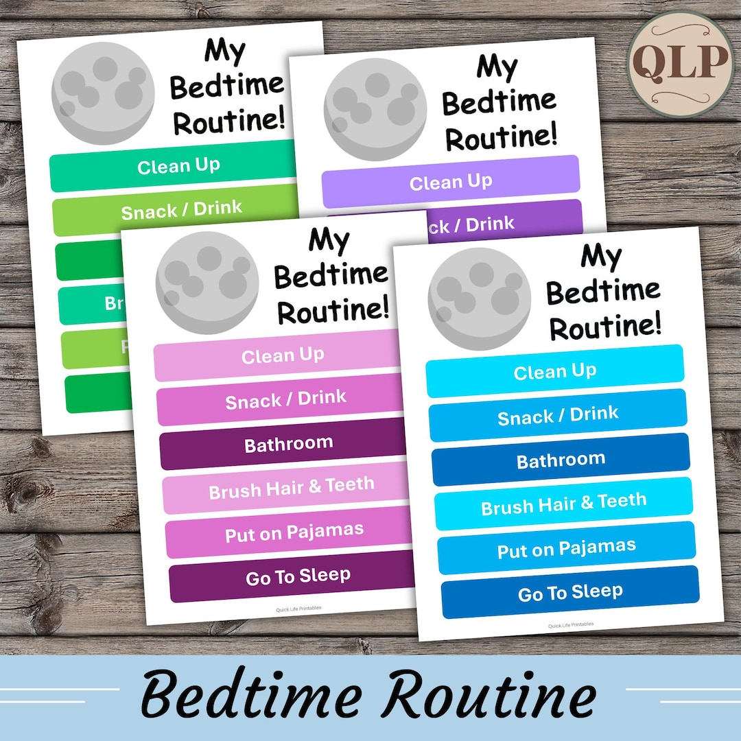 Kids Bedtime Routine Poster: Chore Chart, Nighttime To-do List (PDF ...