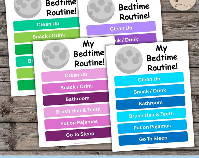 Kids Bedtime Routine Poster: Chore Chart, Nighttime To-do List (PDF ...