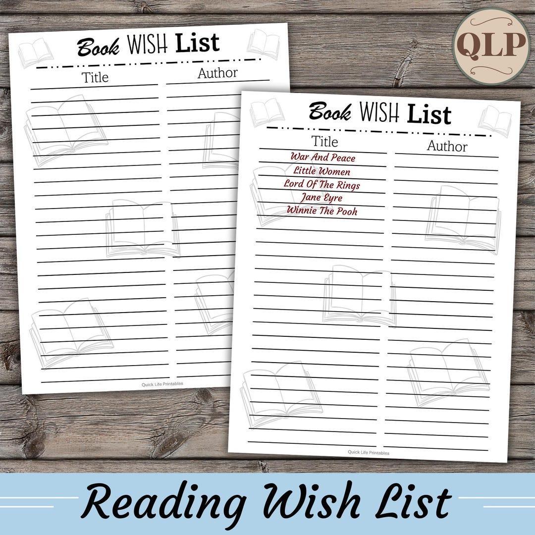 Book Wish List Printable: Reading Tracker Template (PDF) - Etsy