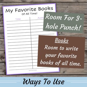 Printable Book Tracker: My Favorite Books List (PDF) - Etsy