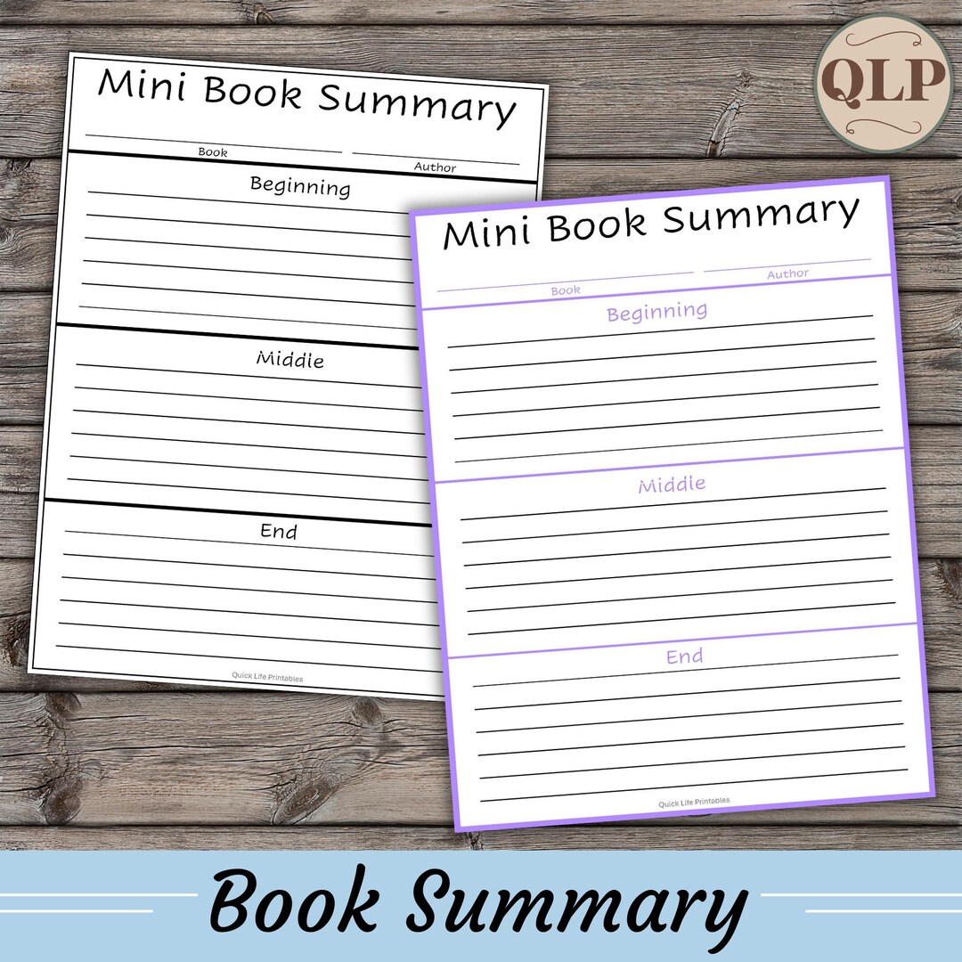 Mini Book Summary Printable: Homeschool & Student Reading (PDF) - Etsy