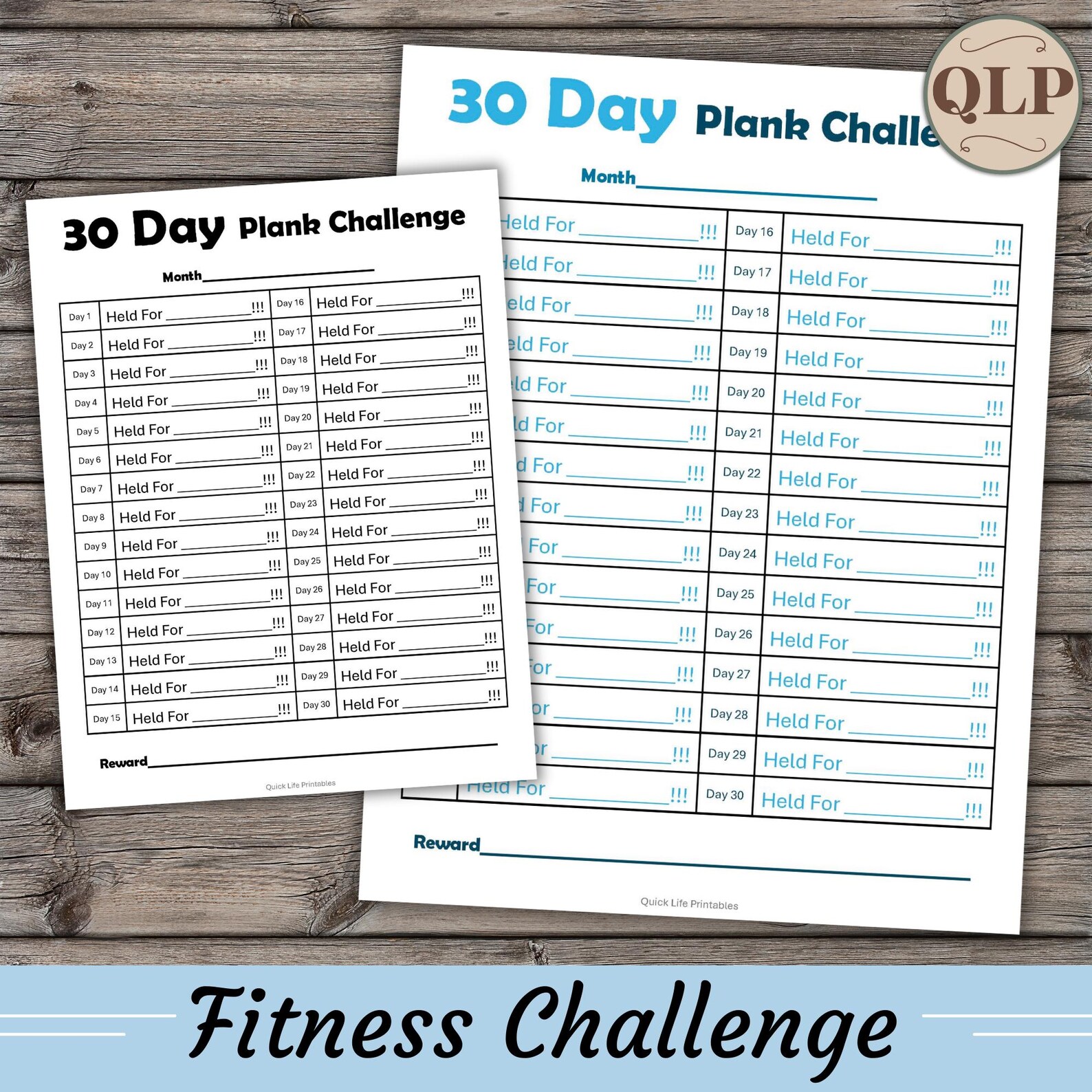 30 Day Plank Challenge Printable, Fitness Tracker, Wellness Journal ...