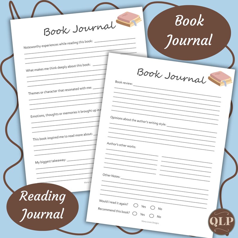 Reading Journal Book Tracker Book Log Printable Book Journal Book ...