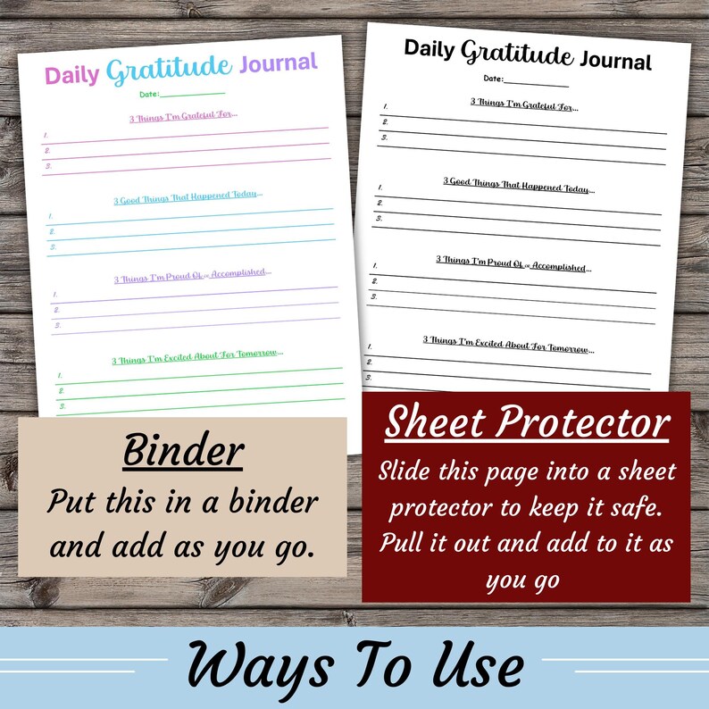 Daily Gratitude Journal Printable: Gratitude Prompts Worksheet (PDF) - Etsy
