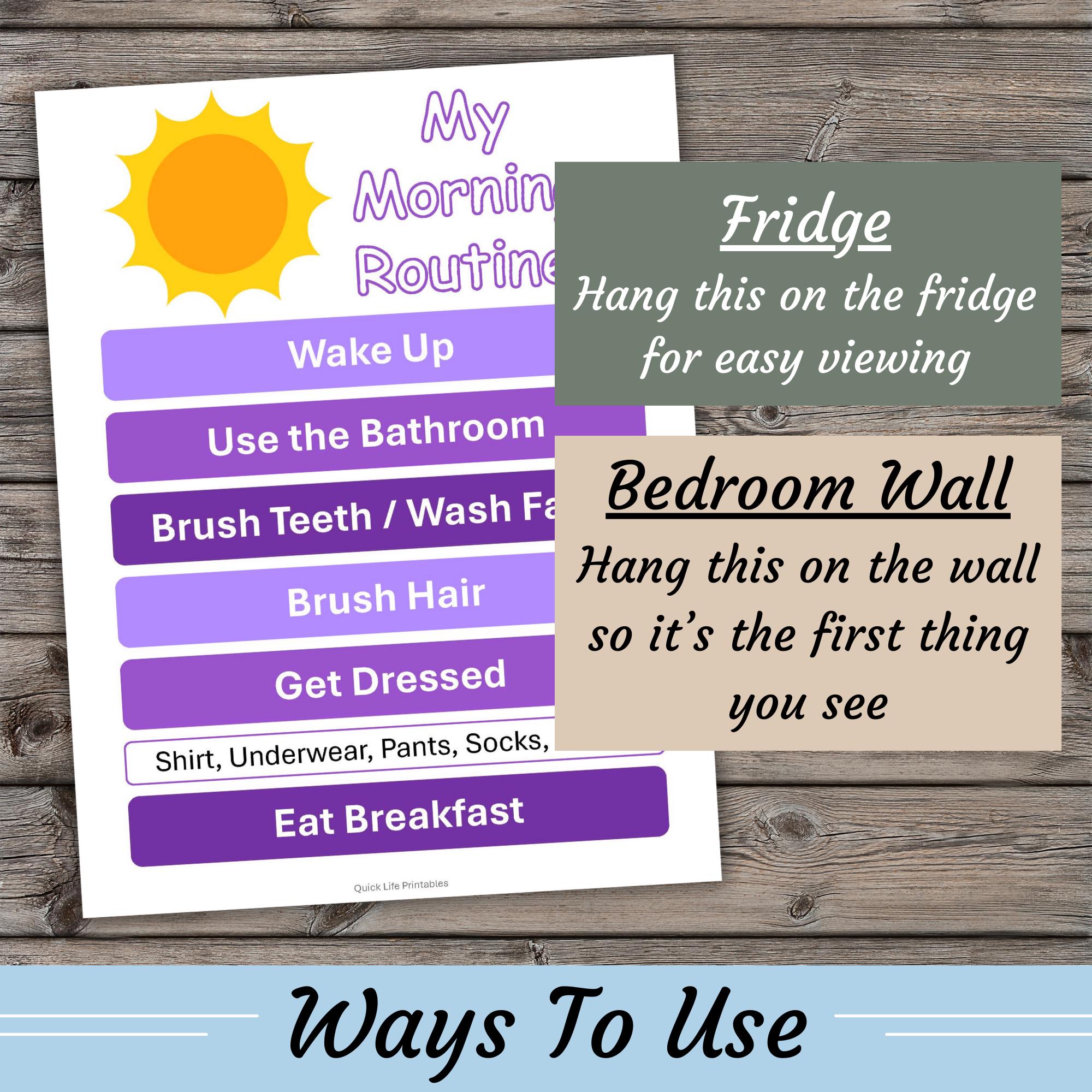 Kids Morning Routine Chart: Colorful Checklist Poster (digital Download ...