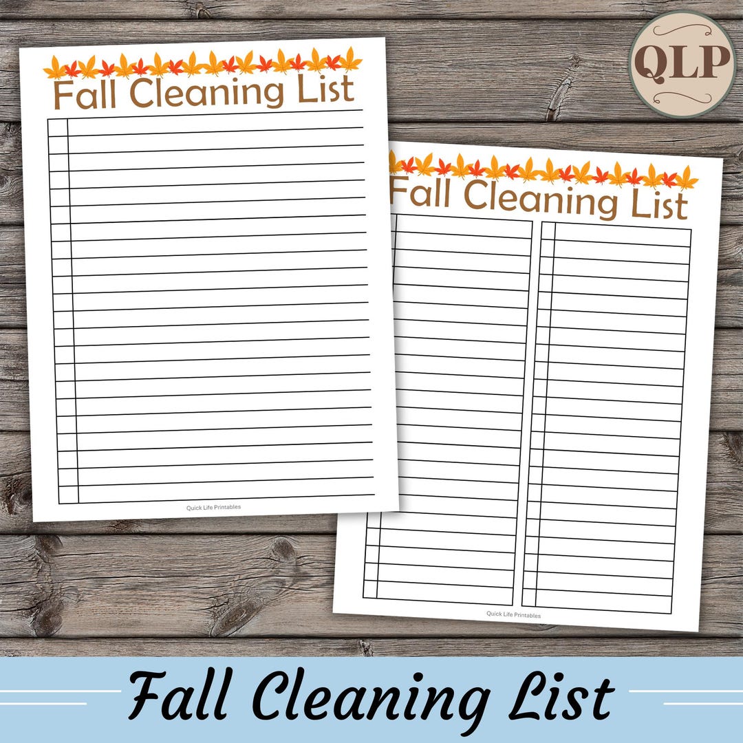 Fall Cleaning List Printable Template, Cleaning to Do List, Cleaning ...