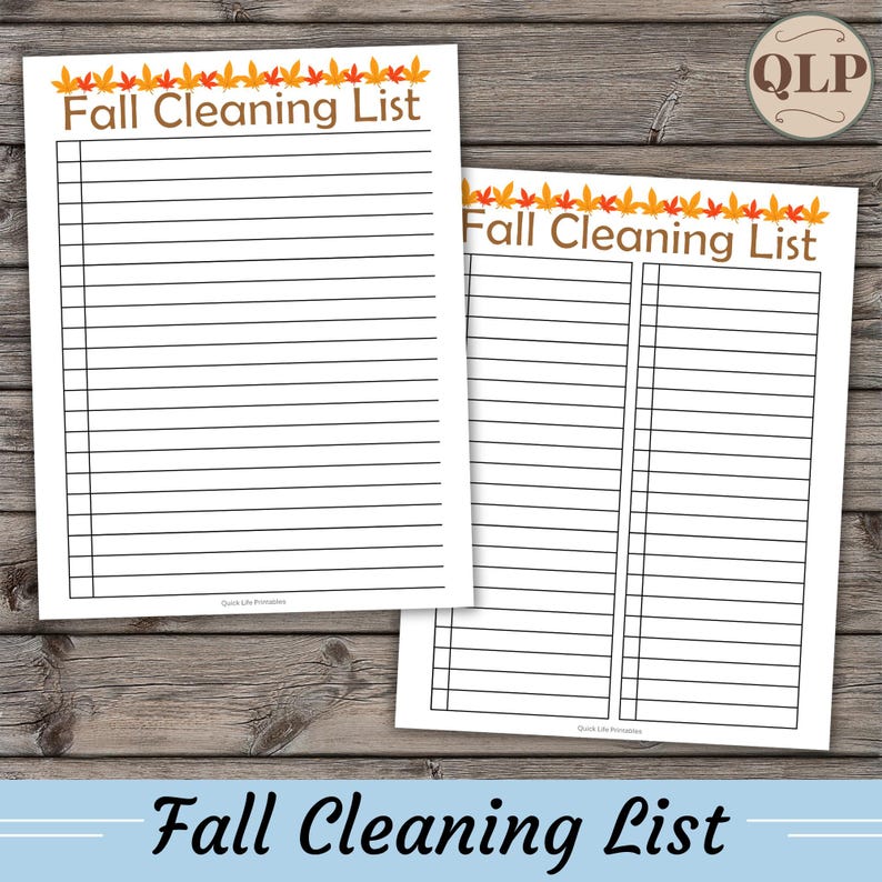 Fall Cleaning List Printable Template, Cleaning to Do List, Cleaning ...