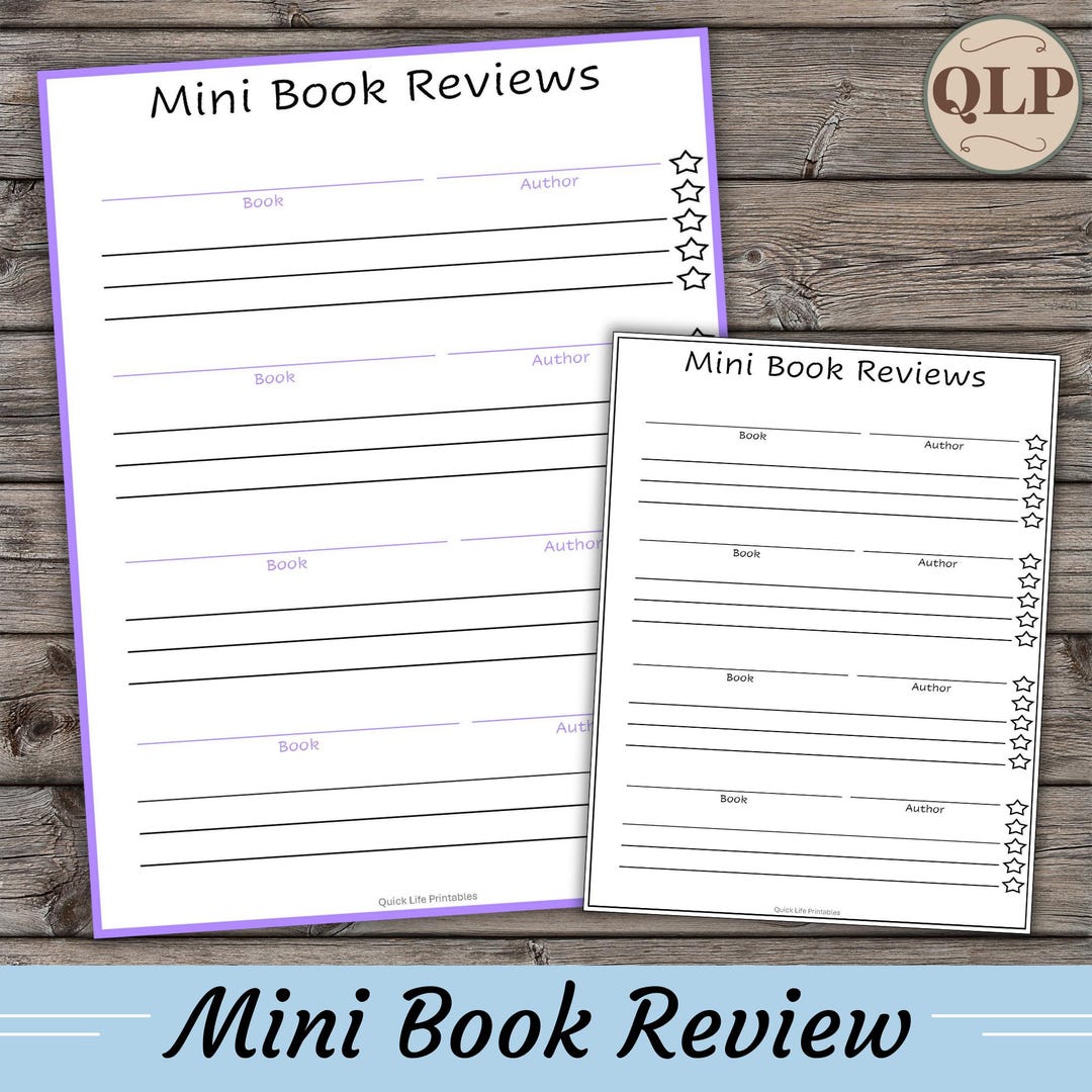 Mini Book Reviews Printable, Student Book Reviews, Book Club Book ...