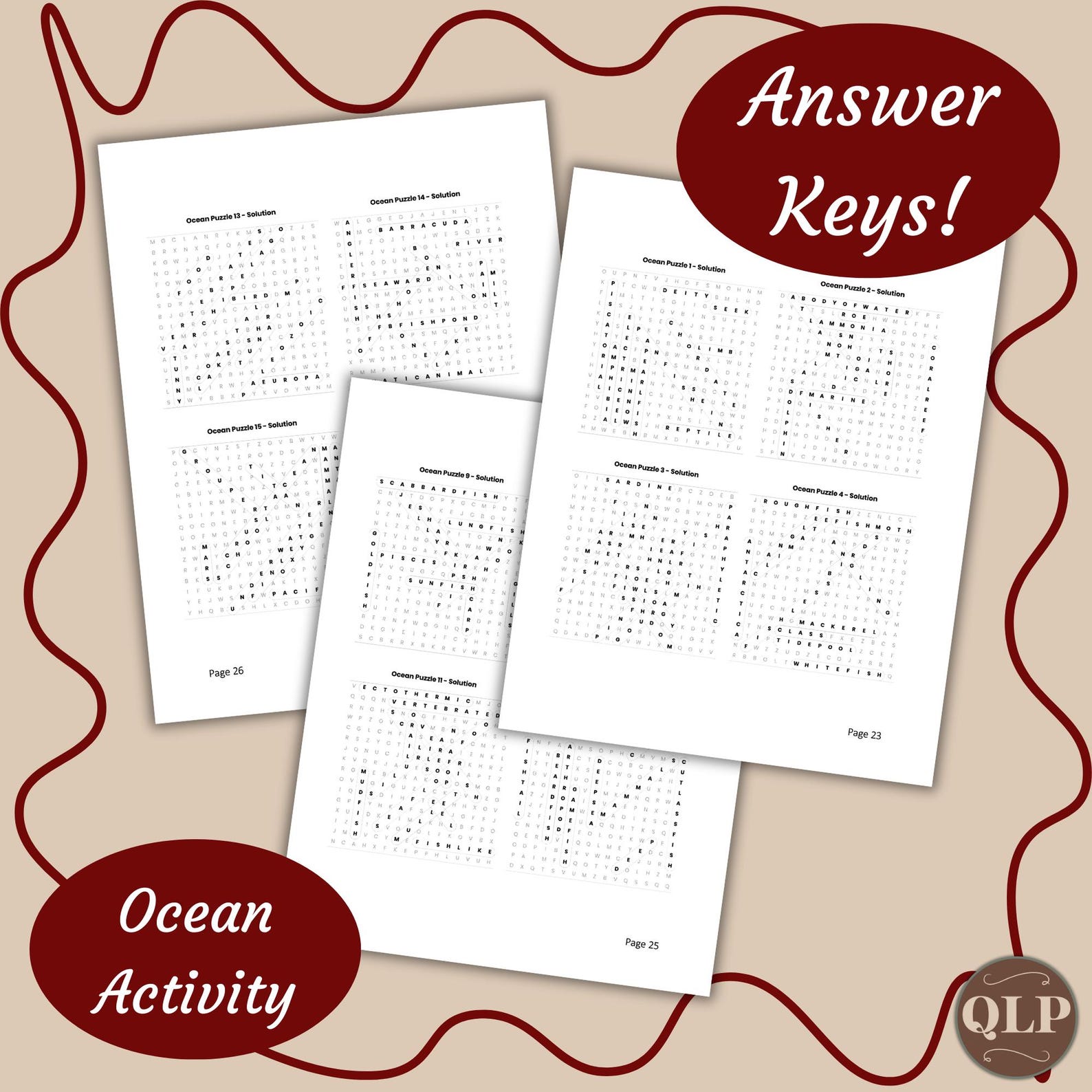 Ocean Themed Word Search Puzzles Ocean Activity for Kids Printable ...